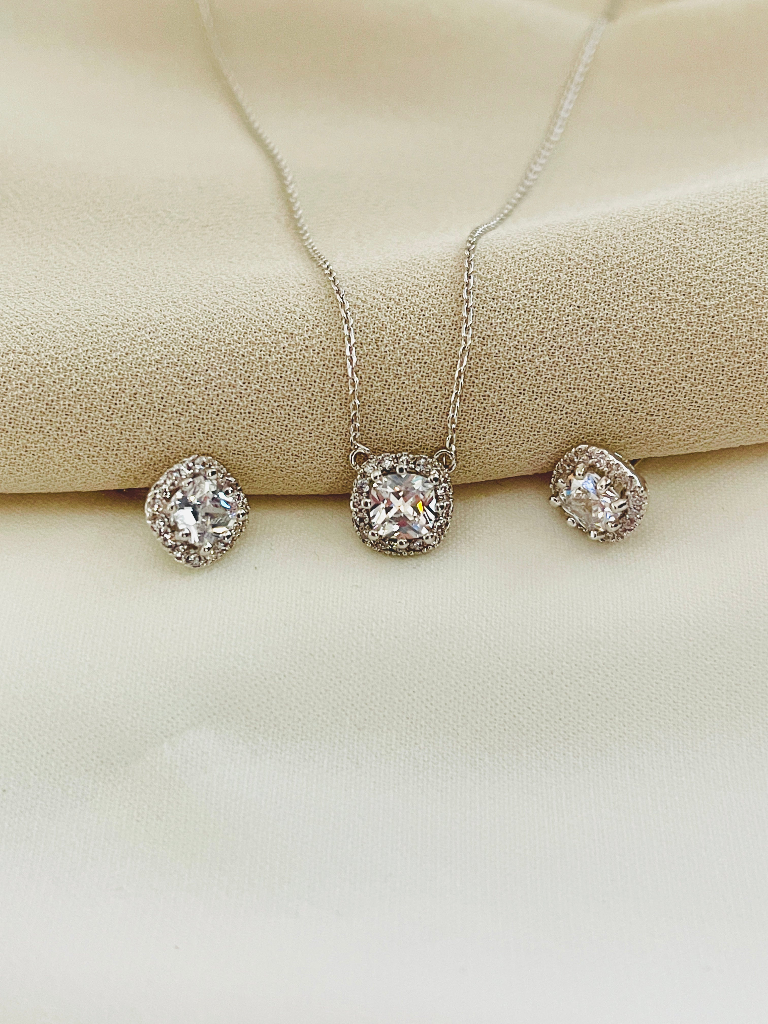 SABRINA - Chic CZ Stone In Rounded-Square CZ Setting In Silver ...