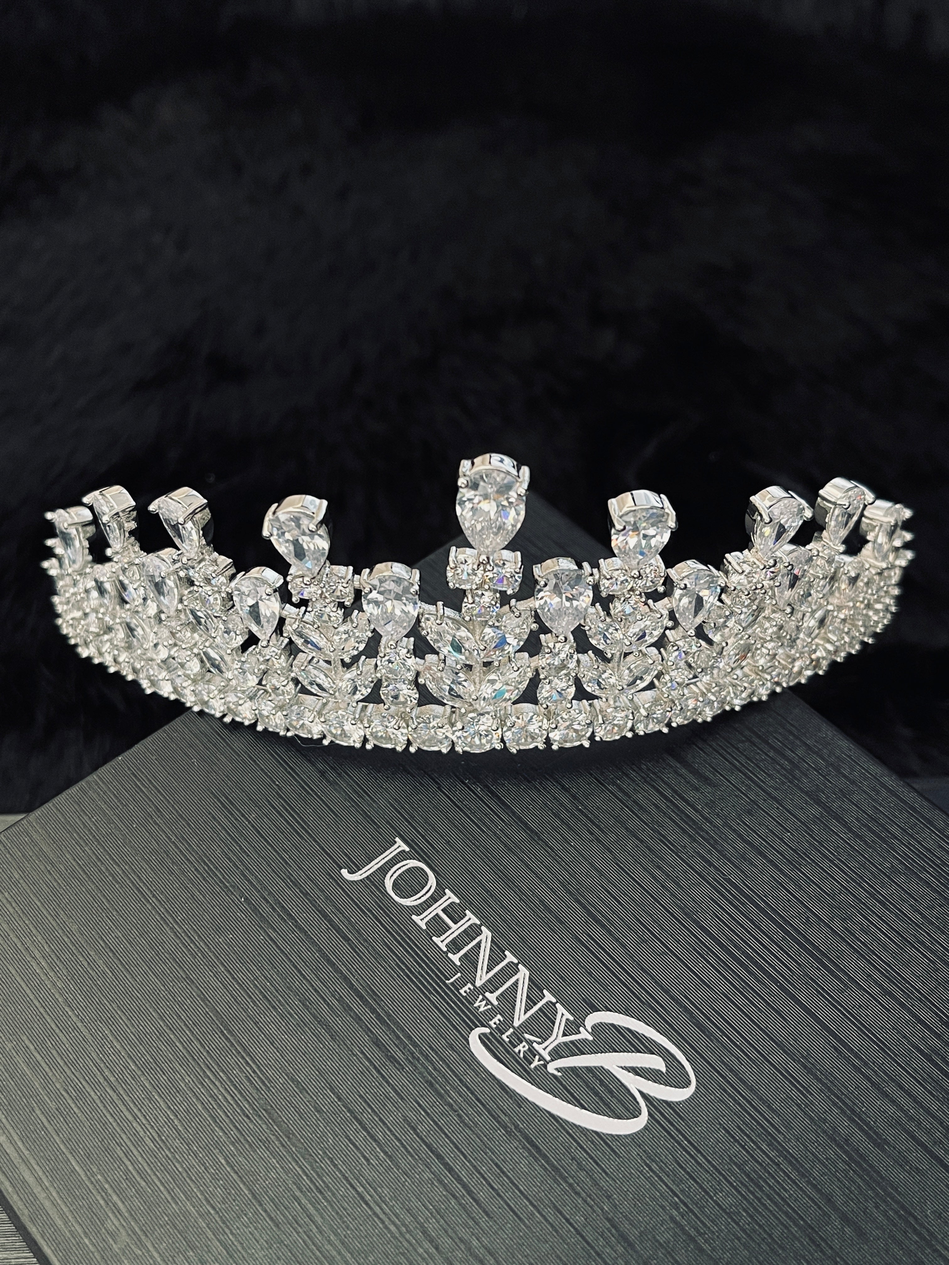 ANASTASIA - Crenulated CZ Tiara In Silver – JohnnyB Jewelry