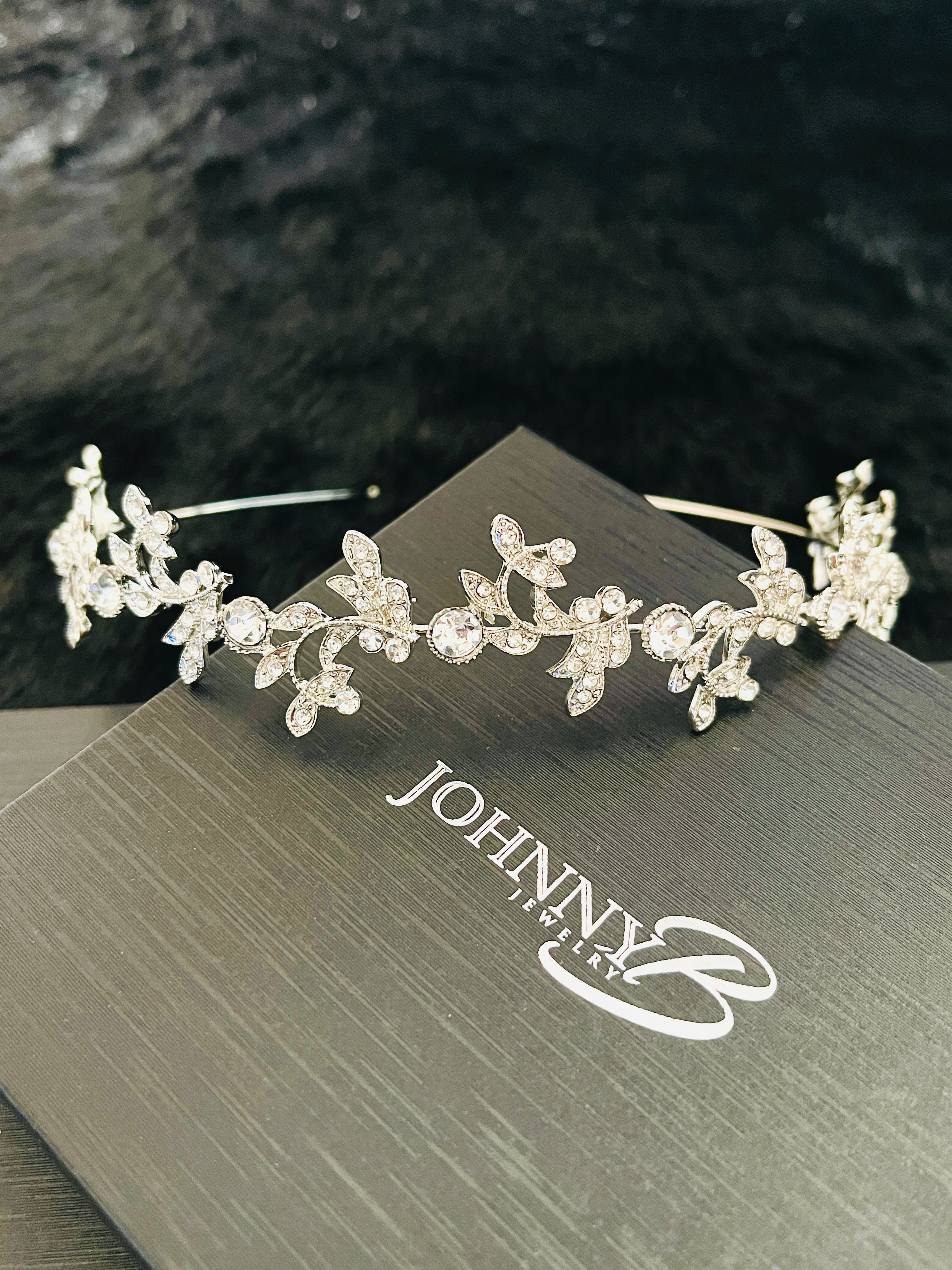 LIV- FLORAL SHAPE WITH ROUND CRYSTAL TIARA – JohnnyB Jewelry